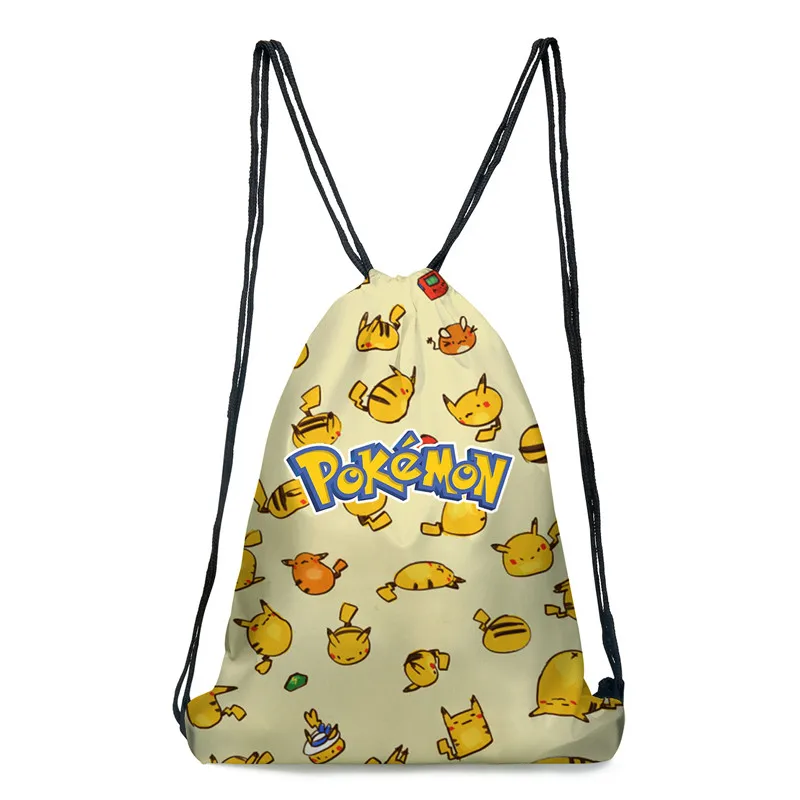 Cartoon Pokemon Pikachu Printed Drawstring Kawaii Bag - KawaiiMerch.com