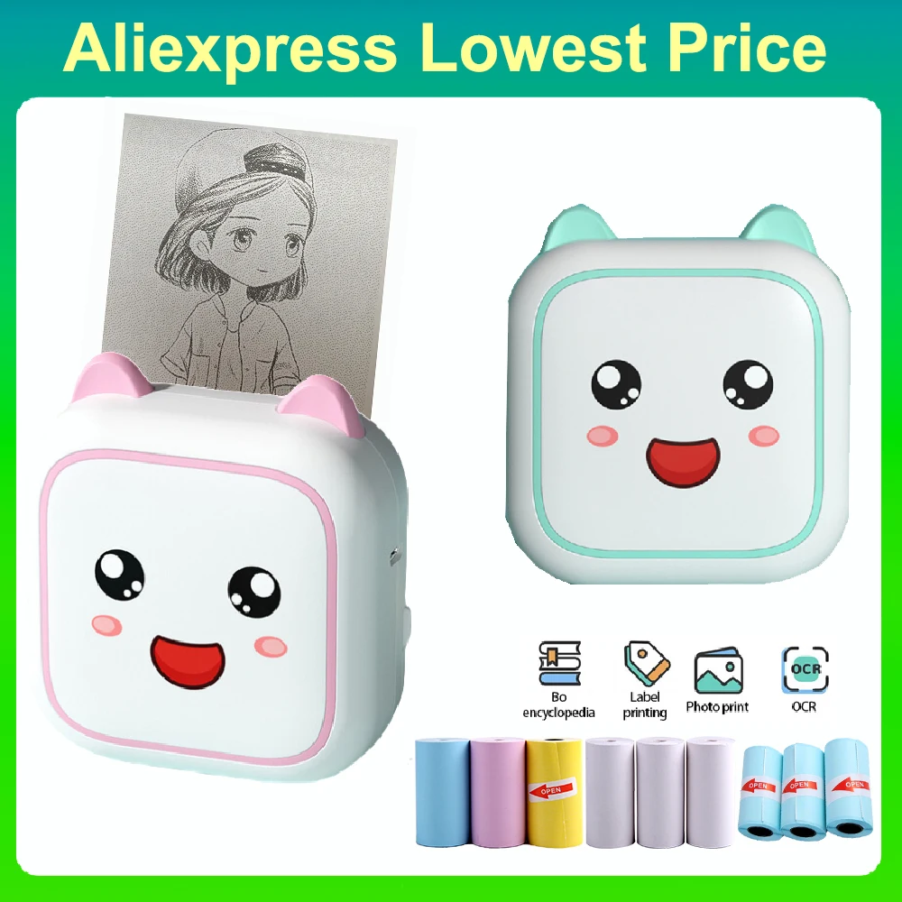 Cute-Mini-Portable-Printer-Inkless-Thermal-Printer-Photo-Text-Note ...