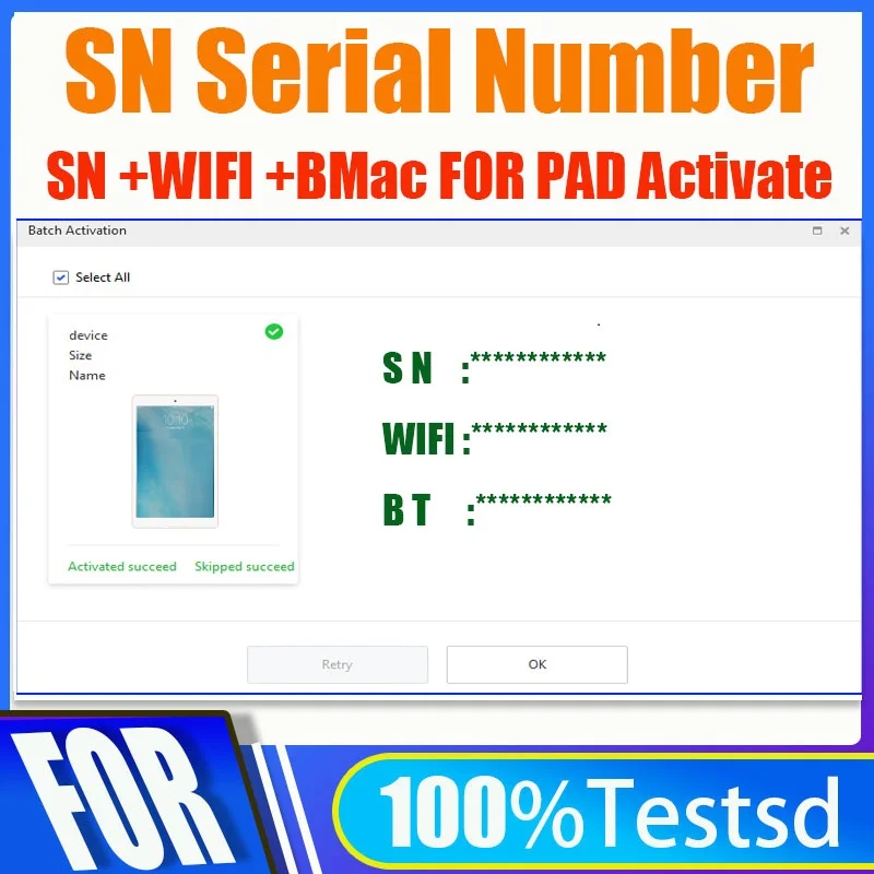 SN Serial Number For iPad mini 2 3 4 iPad Air 1 2 ipad 1 2 6 7 pro pro2 ...