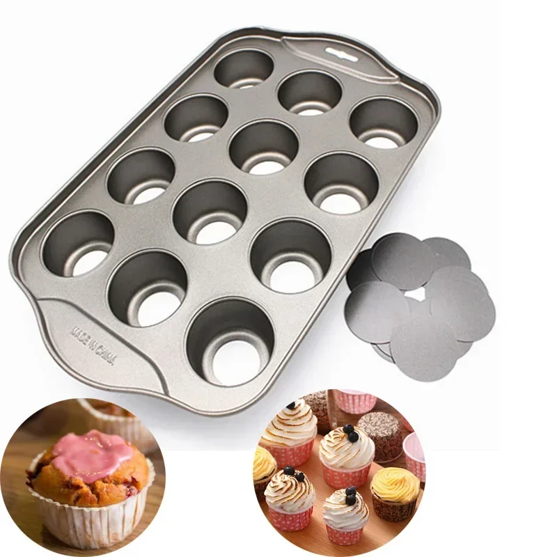 12-Cups-Stainless-Steel-Cake-Mold-Removable-Muffin-Cupcake-Baking-Pan ...