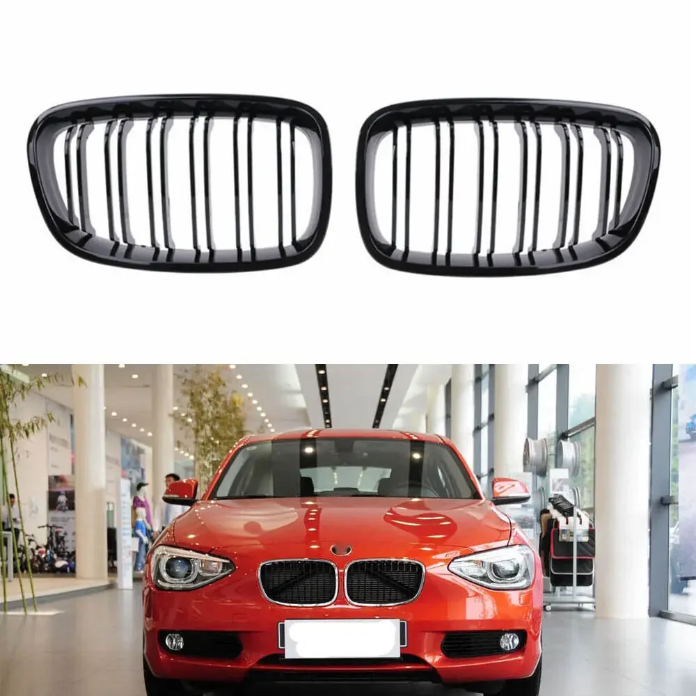 Car Front Bumper Kidney Grille Double Slat Black Racing Grill For BMW 1 ...