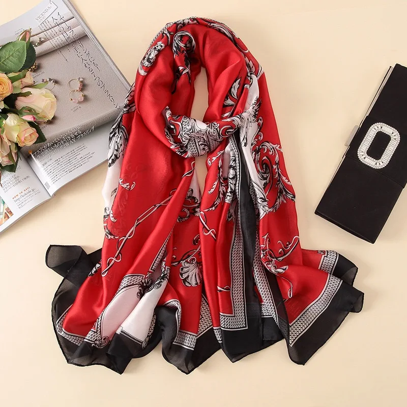 Spring Scarf Women's Luxury Design Scarf Silk Smooth Scarf Soft Muslim ...