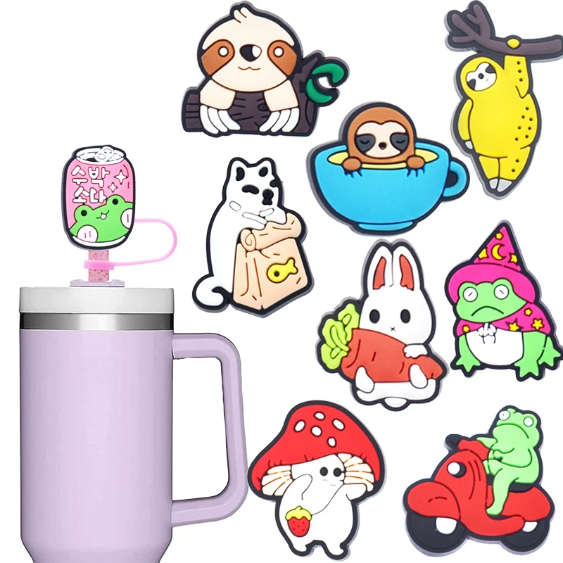 1PCS-Cute-Mushroom-Rabbits-straw-cover-Reusable-Frog-Bradypod-straw ...