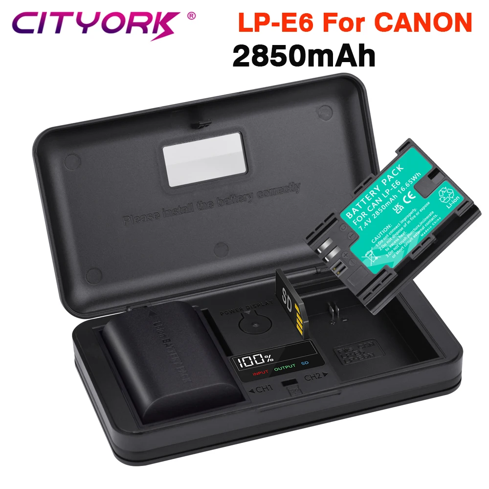 2850mAh-LP-E6-LP-E6-LPE6-E6N-Battery-Storage-box-Charger-For-Canon-EOS ...
