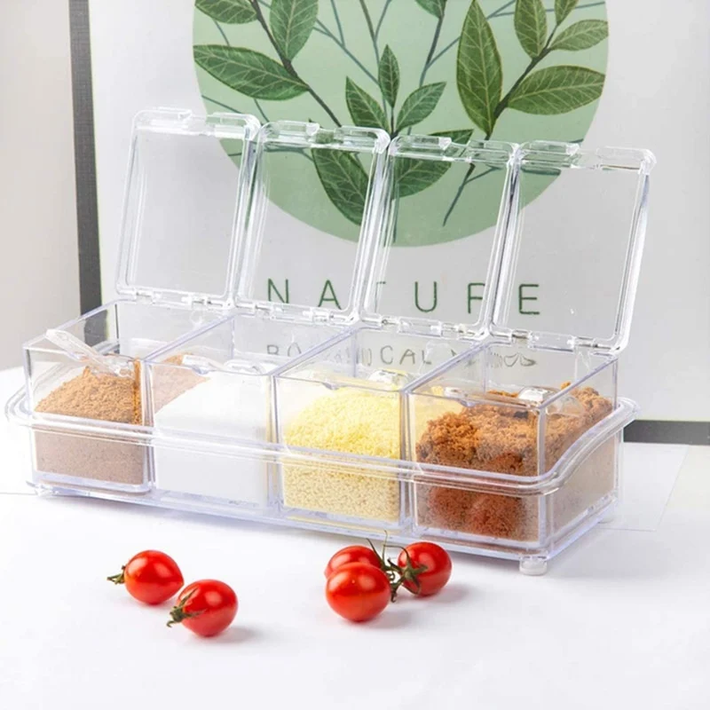 4-Pieces-Kitchen-Clear-Seasoning-Jars-Box-Storage-Container-Condiment ...