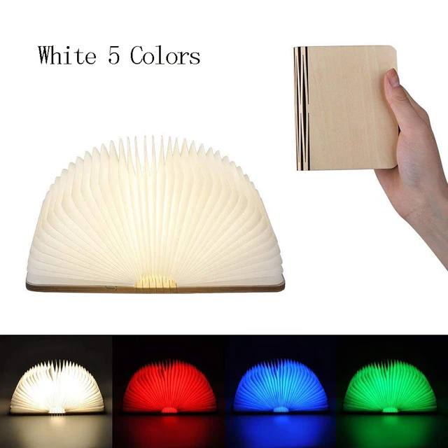 LED Foldable Book Light Creative Wooden Luminous Book for Children Kids ...