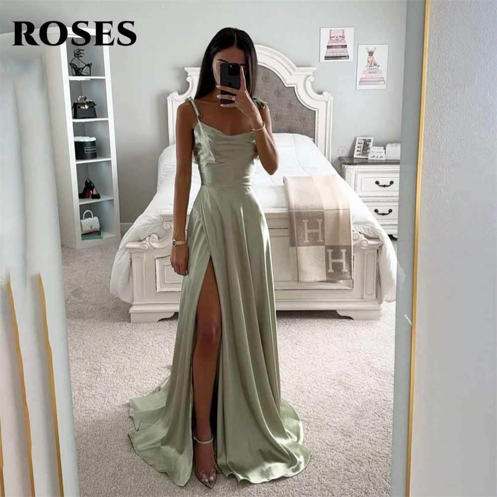 ROSES-Sage-Green-Prom-Dresses-Side-Split-Stain-Formal-Gown-Spaghetti ...