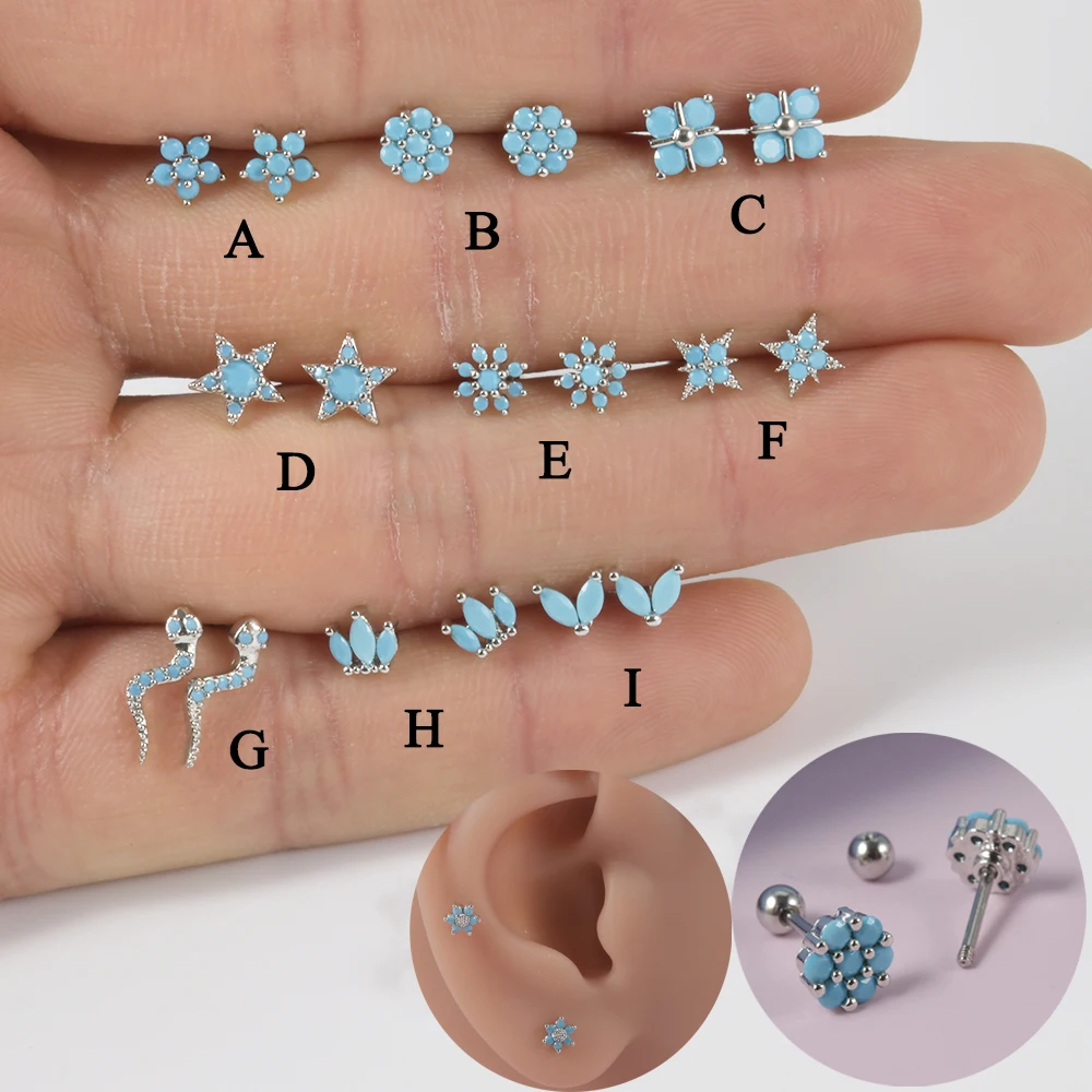 Blue tragus earring store