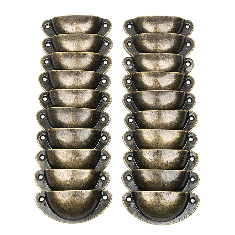 20pcs-Antique-Shell-Pull-Handles-Vintage-Brass-Furniture-Knob-Cabinet ...