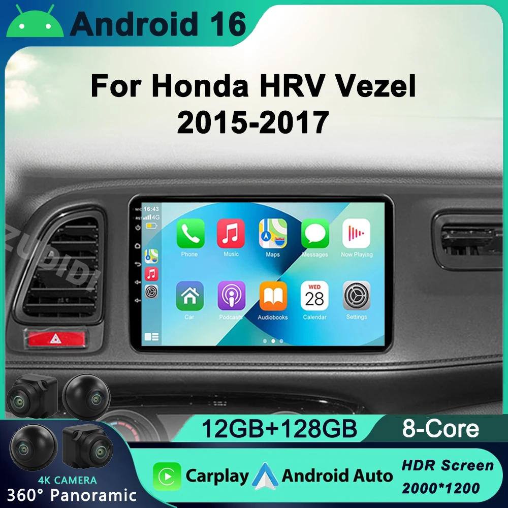 Android 16 For Honda Vezel HR - V HRV HR V XRV 2015 - 2017 Car Radio ...