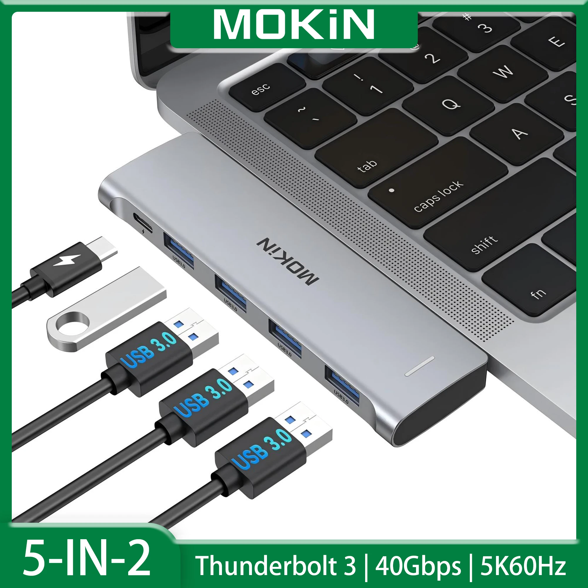 MOKiN-5-in-2-Dual-USB-C-HUB-Adapter-Thunderbolt-3-Port-5K60Hz-PD-100W ...