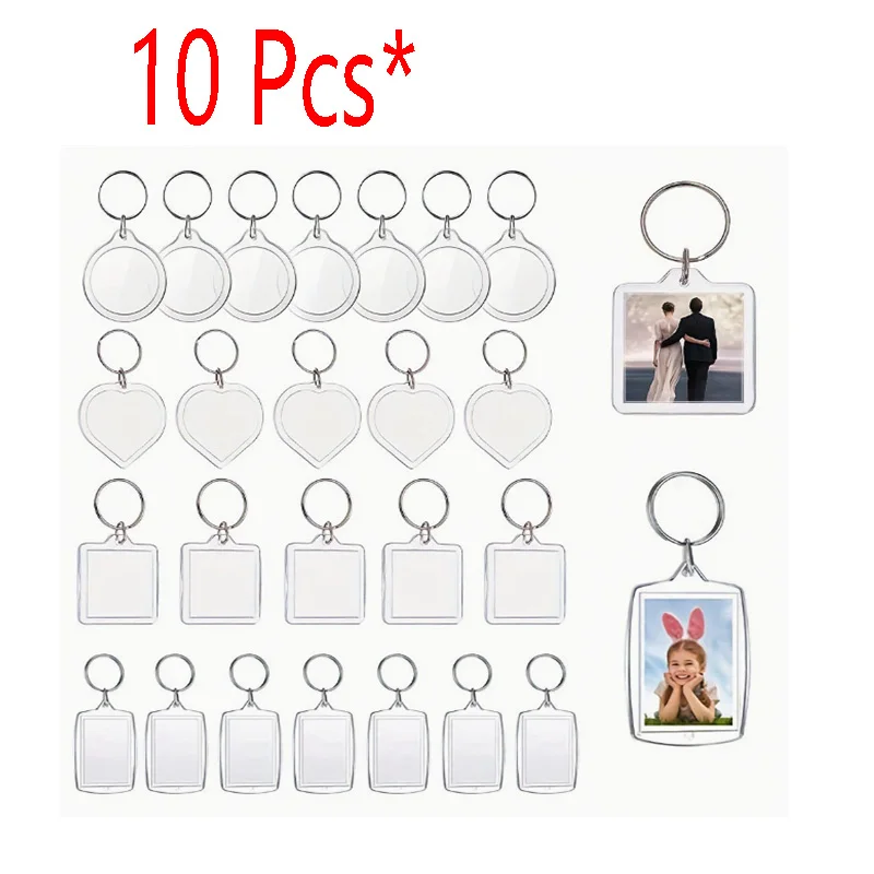 10 pcs/Lot Acrylic Photo Frame Keychain Square Custom Keyring Clear ...