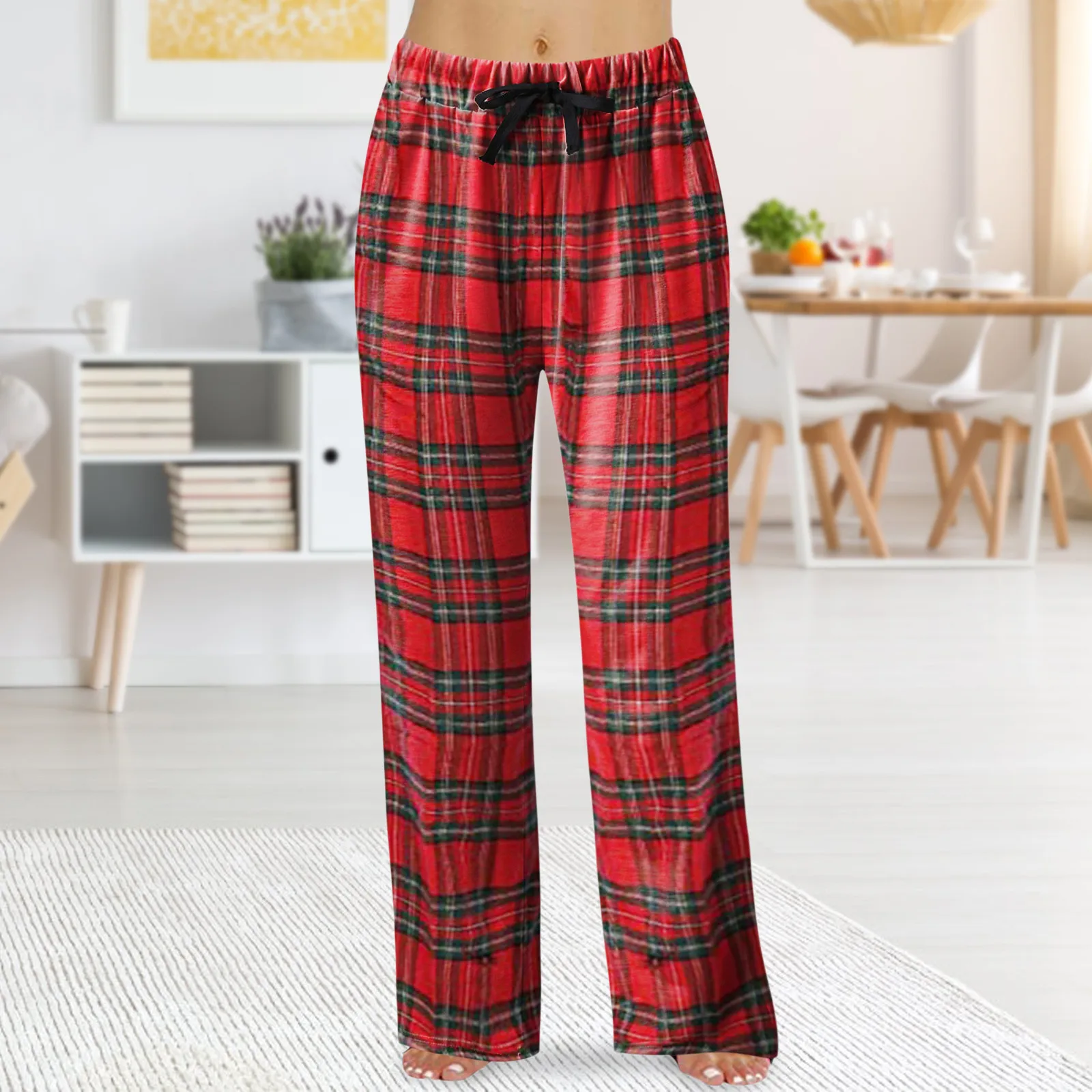 New-In-Plaid-Lace-Cotton-Can-Be-Worn-Outside-Cargo-Pants-Women-Plus ...