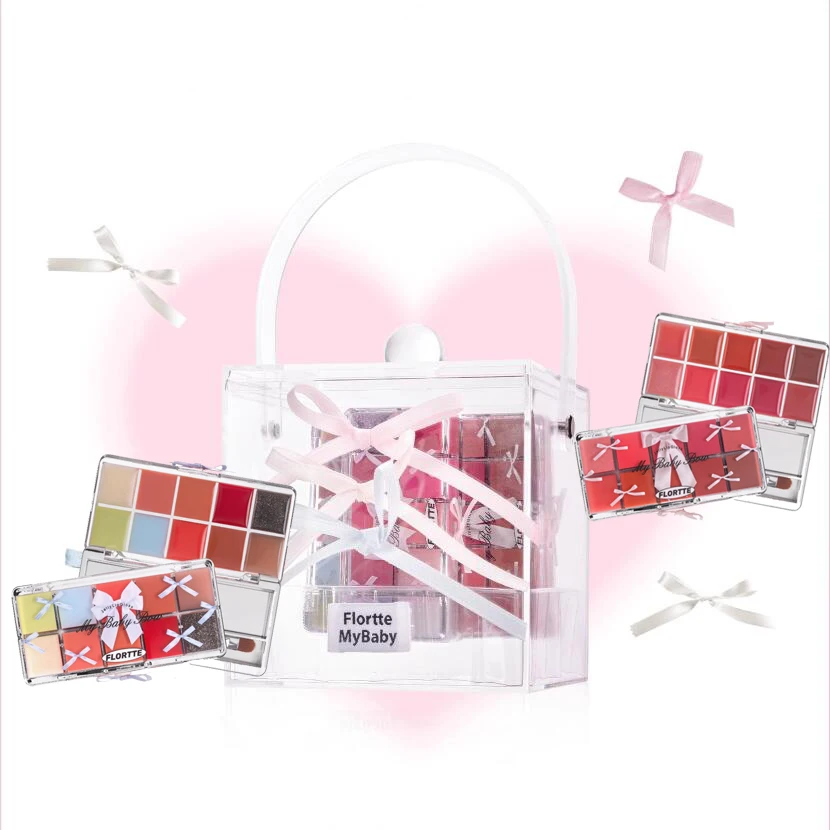 FLORTTE 10 Color Lip Cream Frozen Jelly Lip gloss Palette Gift Box All ...