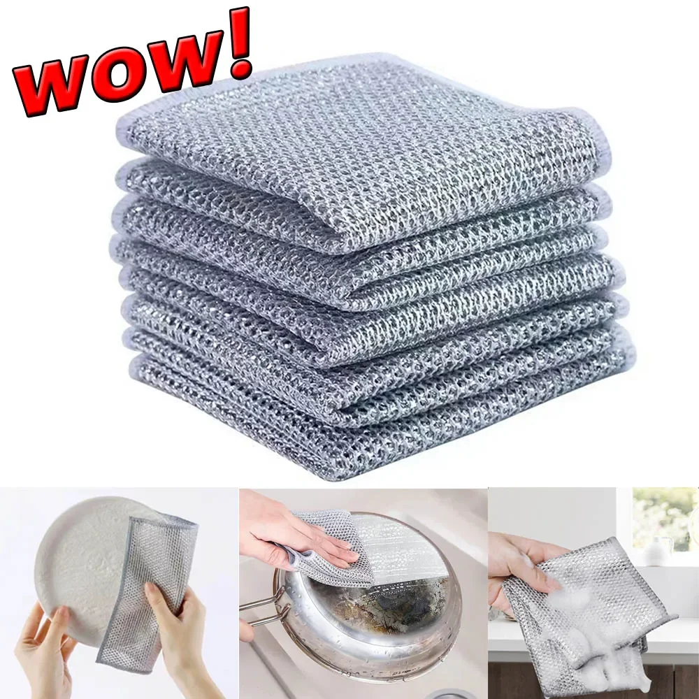 20CM-Magic-Cleaning-Cloth-Thickened-Double-sided-Metal-Steel-Wire-Rags ...