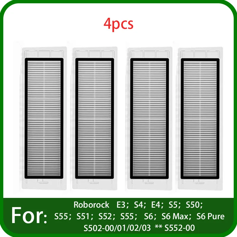 HEPA Filter For Roborock E3,S4,E4,S5,S50,S55,S51,S52,S55, S502-00/01/02 ...