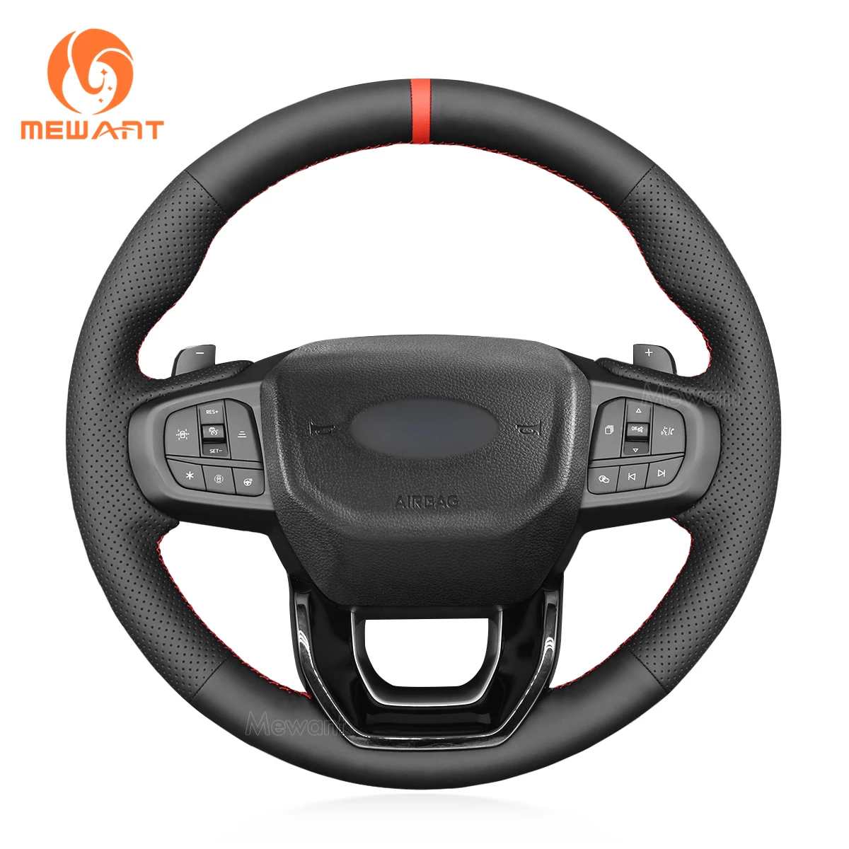 MEWANT-Black-Artificial-Leather-Car-Steering-Wheel-Cover-for-Ford ...