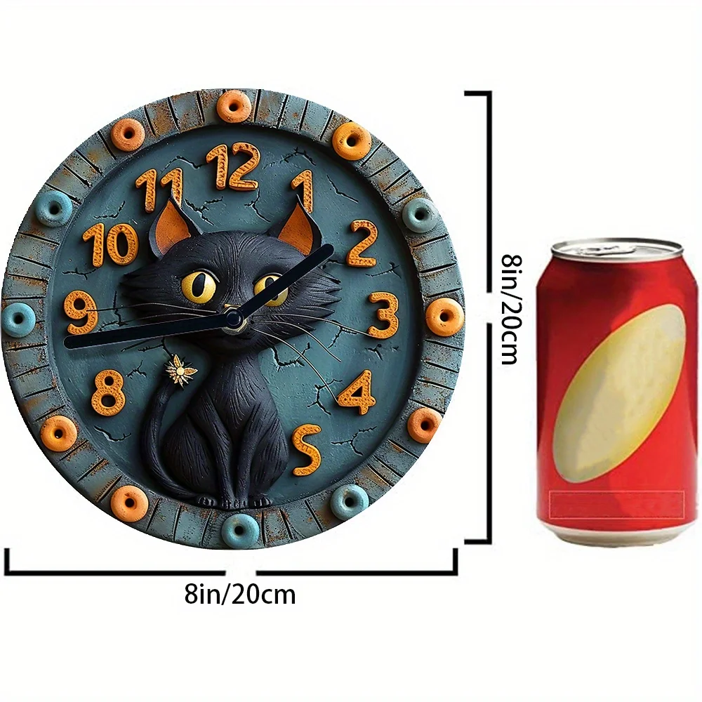 3D Black Cat Wall Clock - petsmartpoint