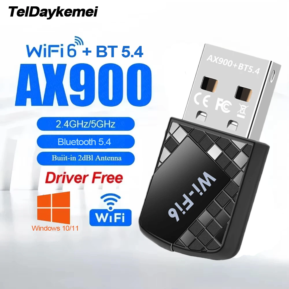 AX900 USB WiFi 6 Bluetooth 5.4 Adapter 2in1 Dongle Dual Band 2.4G&5GHz ...