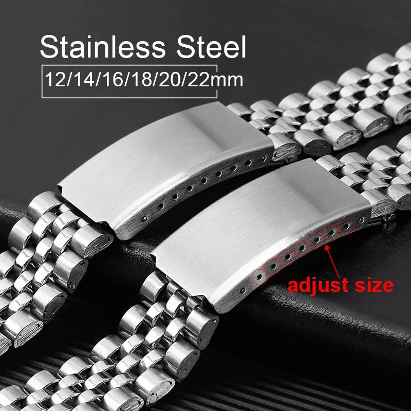 Metal-Watch-Strap-12mm-14mm-16mm-18mm-20mm-22mm-Stainless-Steel-Watch ...