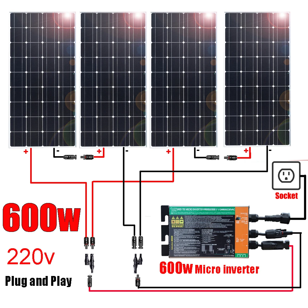 600W-Rigid-Solar-Panel-Kit-Photovoltaic-Panel-Solar-Home-System-220V ...