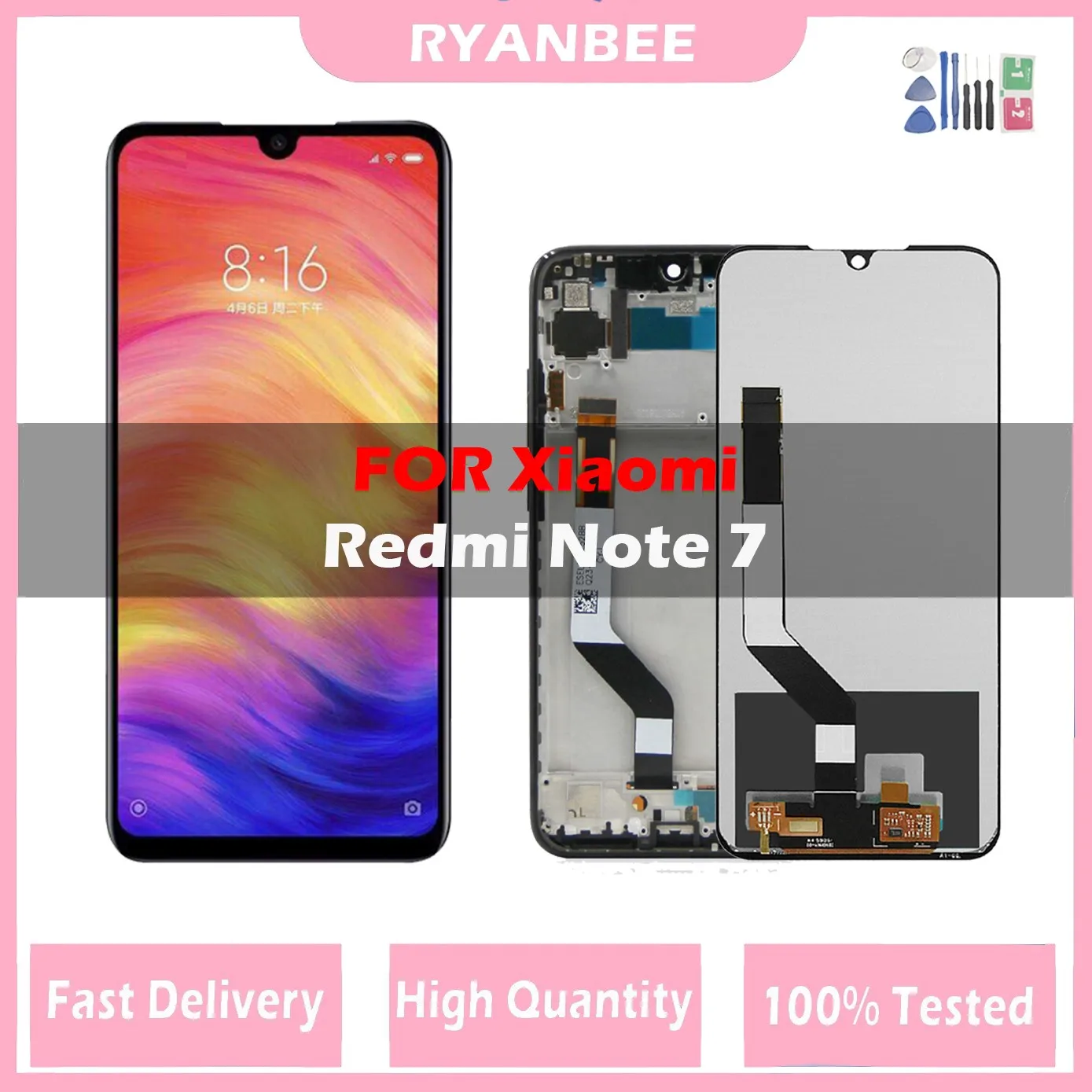 Original Xiaomi Redmi Note 7 With Frame LCD Display Screen Touch ...