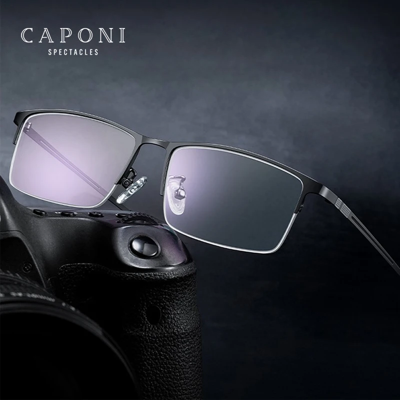 CAPONI Classic Men's Glasses Frame New Titanium Alloy Business ...