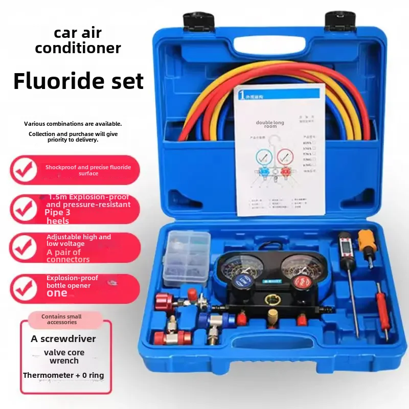 R134a-Refrigerant-Car-Air-Conditioning-Tool-Kit-Double-Gauge-Pressure ...