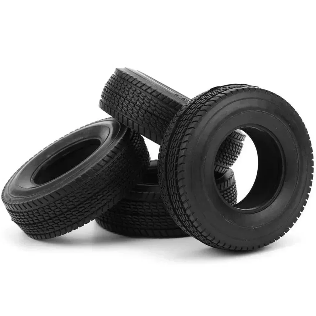4Pcs Rubber Tyres Wheel Tires With Sponge for 1:14 Tamiya Tractor RC ...