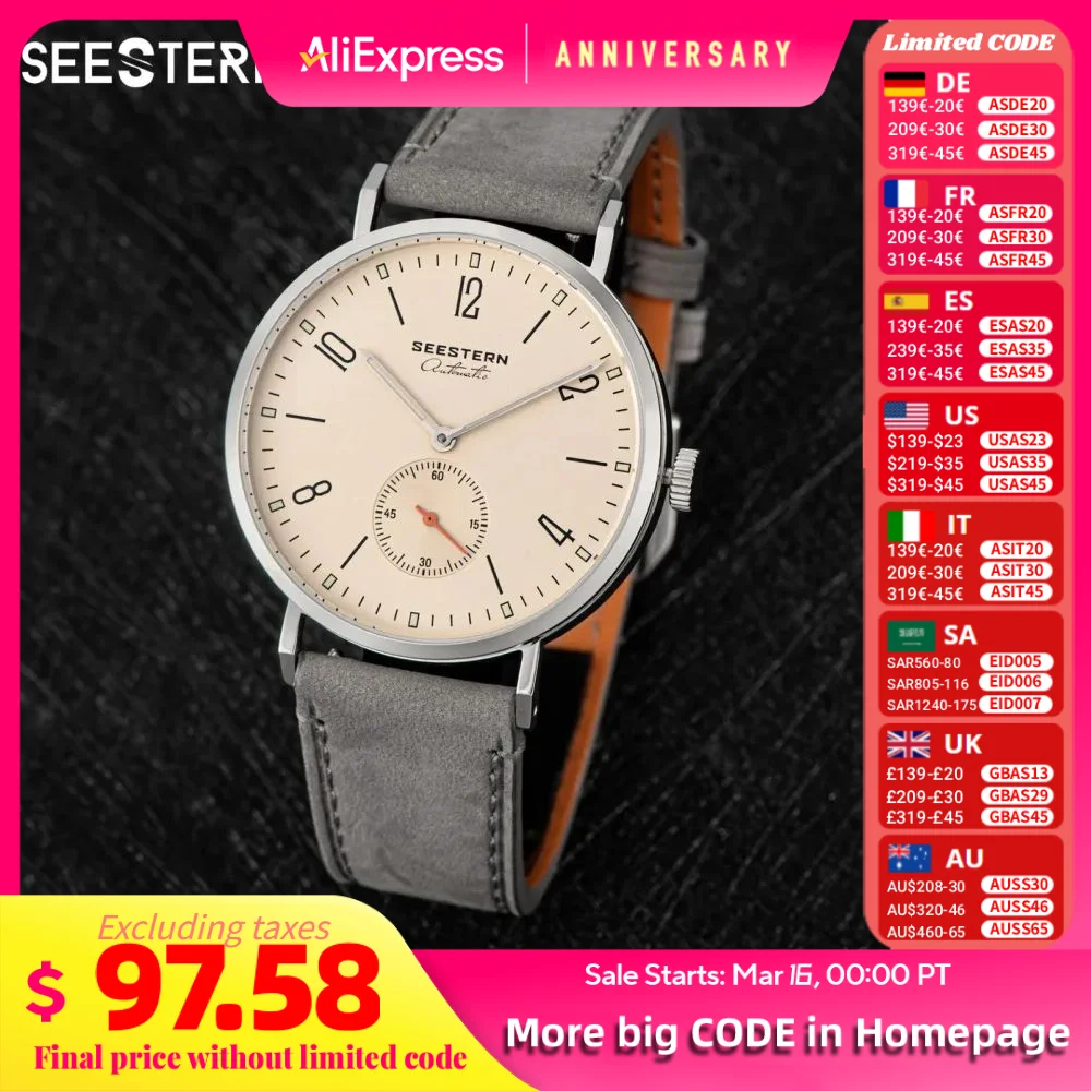 Sugess Business Mens Watch Automatic ST1701 Movement Mechanical ...