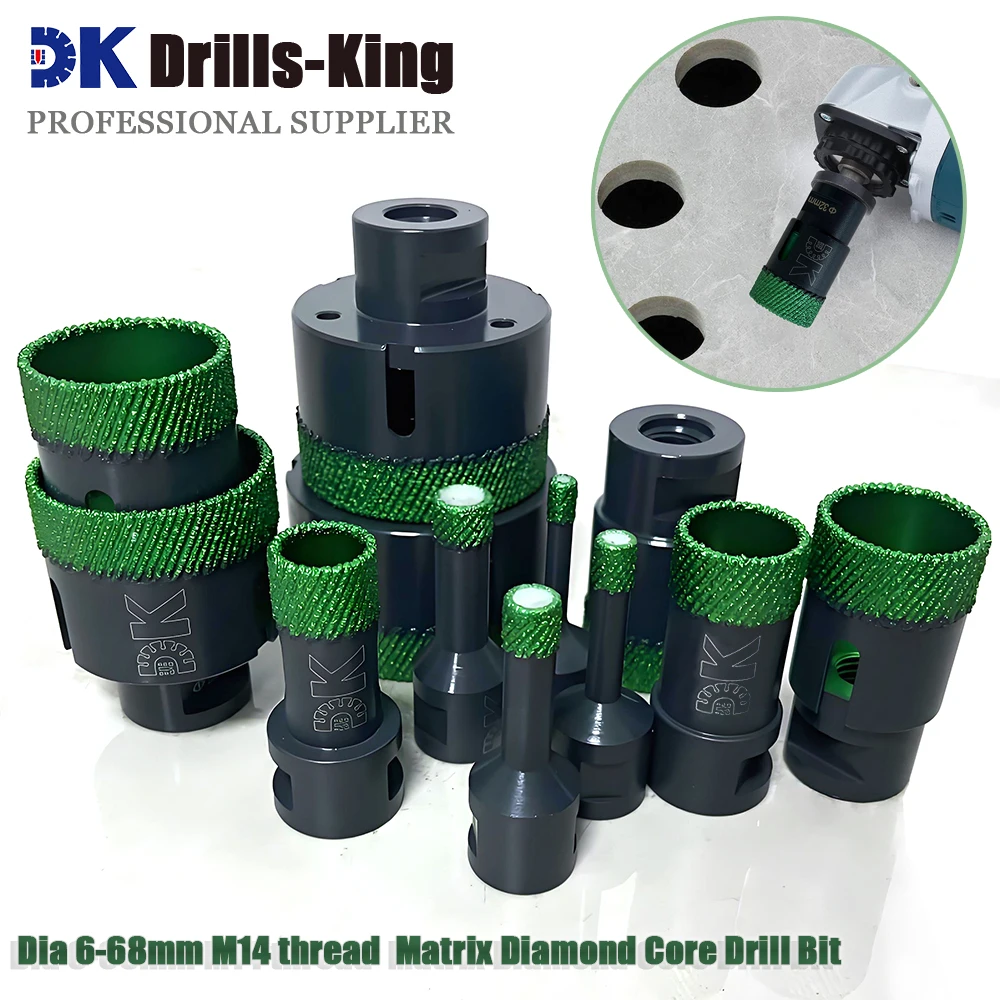 DK 6-68mm 1PC M14 Thread Dry Vacuum Brazed Diamond Matrix Drilling Core ...