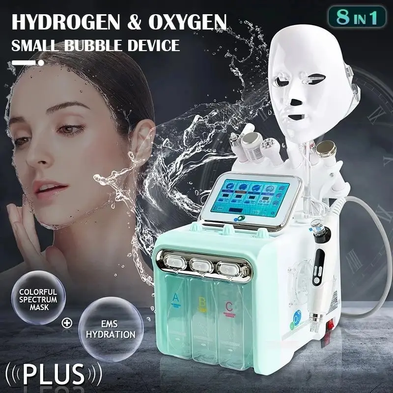 Portátil 8 em 1 oxigênio h2o2 hydro máquina facial pequena bolha jato ...