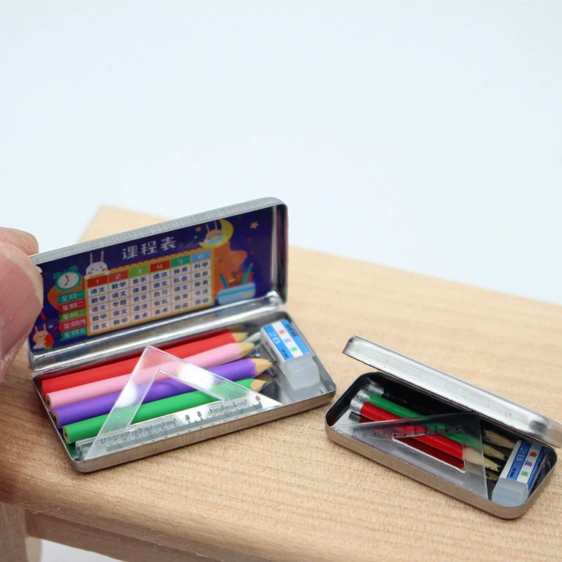 1-6-1-12-Dollhouse-Miniature-Stationery-Pencil-Case-School-Stationery ...
