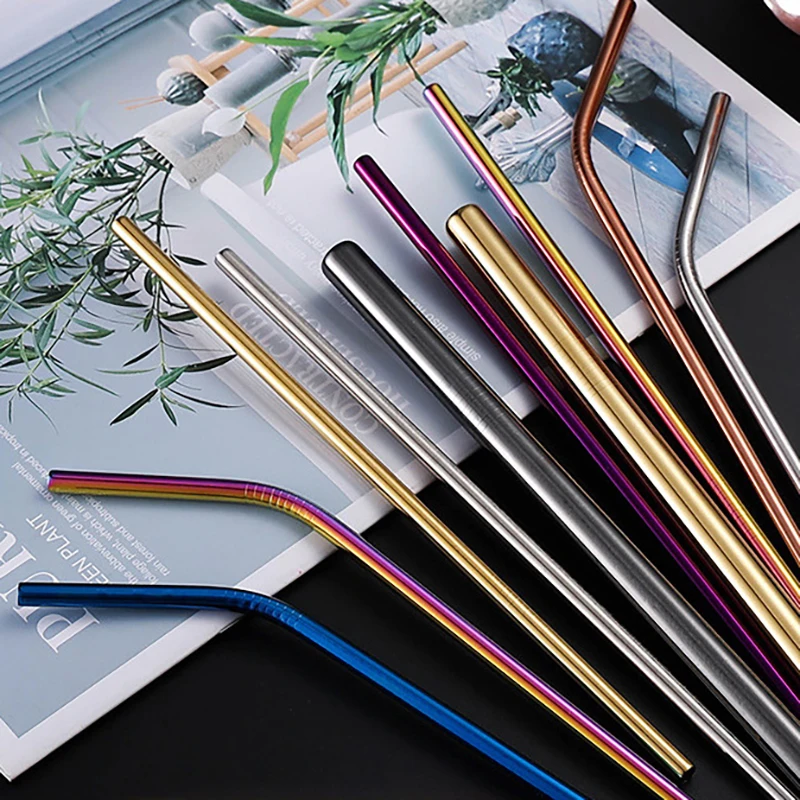 3pcs/set Reusable Drinking Straw Metal Straws 304 Stainless Steel ...