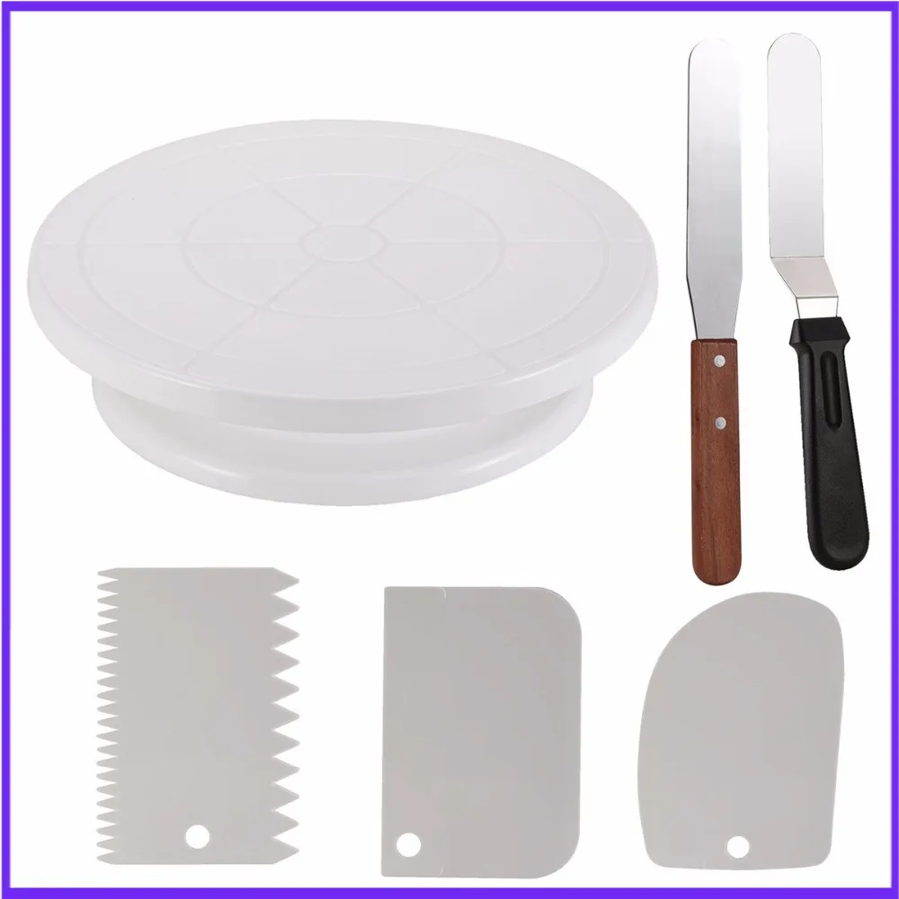 6-pcs-set-Plastic-cake-decorating-table-Rotating-Dough-Knife-Cream ...