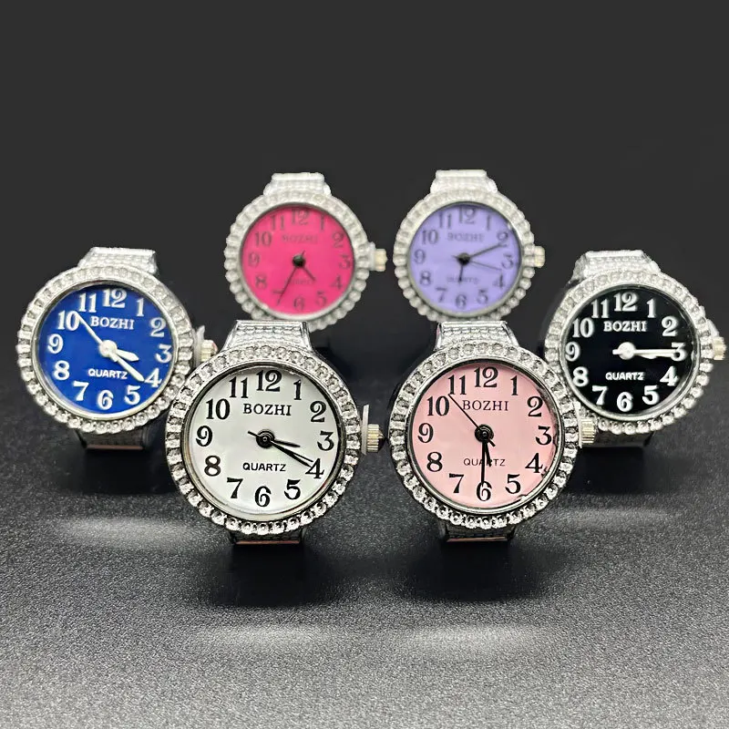 Kiss-Jewelry-Punk-Rhinestone-Time-Quartz-Watch-Rings-Women-Men-Elastic ...