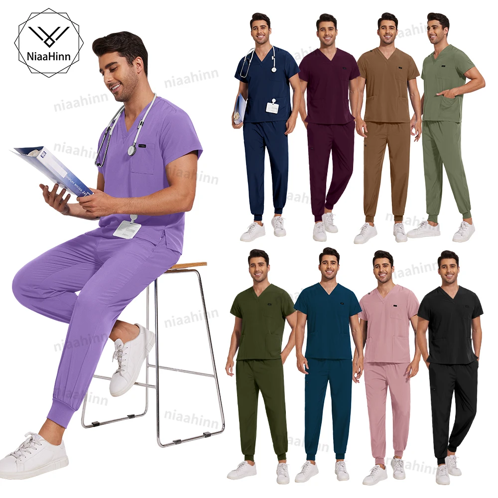 Mens Scrubs Nurses Accessories for Hospital Short Sleeved Top Scrub ...