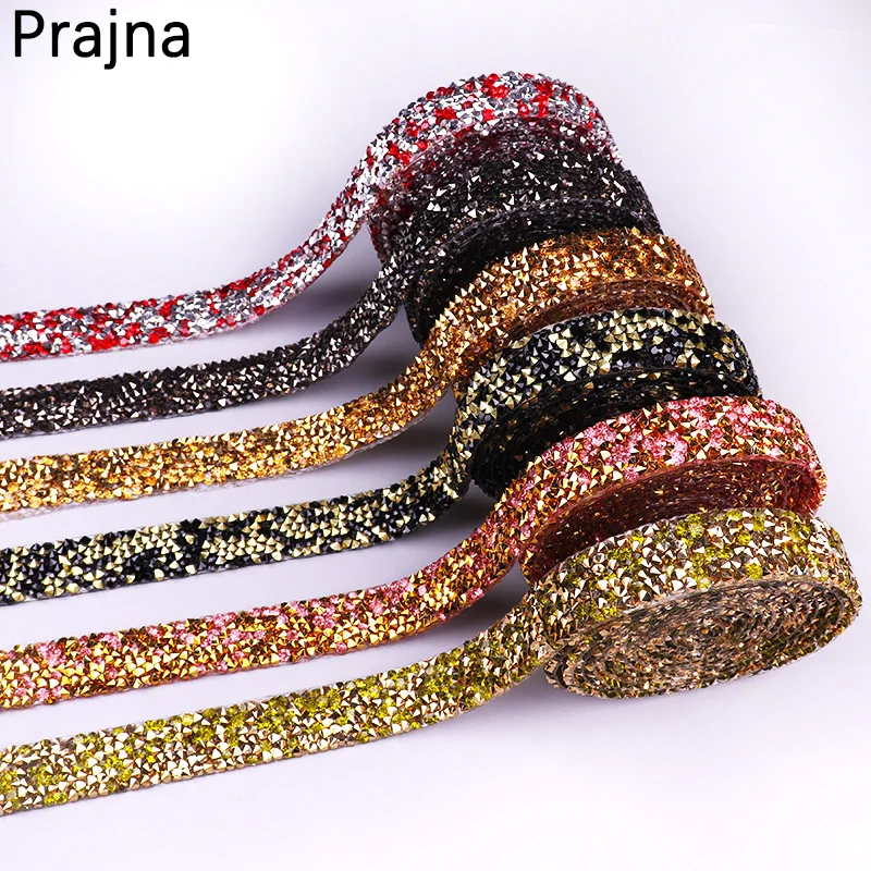 1 Yard Sewing Trim Crystal Motif Strass Mixed Color Hot Fix Rhinestone ...