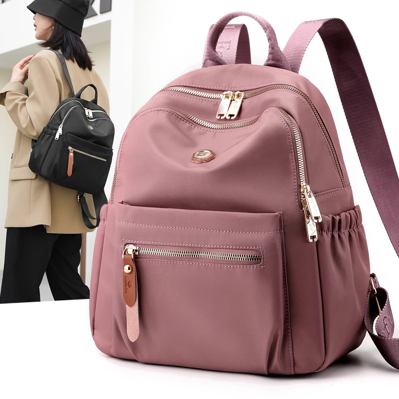 Fashion-Women-Backpack-Waterproof-Nylon-Rucksack-Youth-School-Female ...