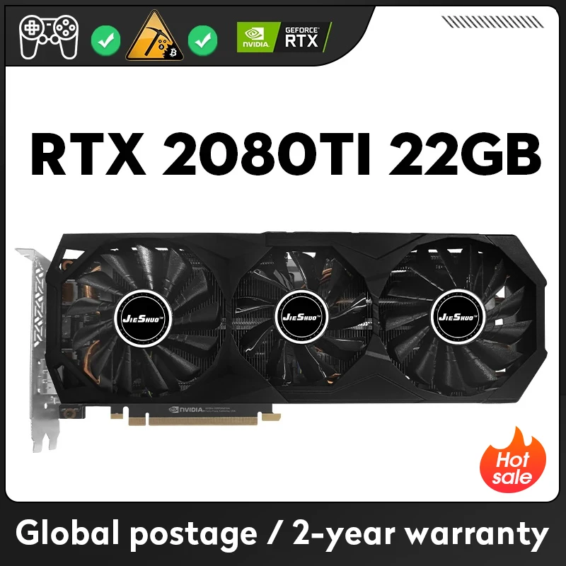 JIESHUO-NVIDIA-RTX-2080TI-22GB-4352-video-graphics-card-352bit-GDDR6 ...