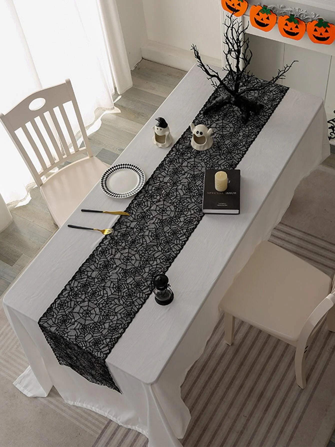 Black-Halloween-Placemat-Lace-Table-Runner-Cobweb-Tablecloth-Gothic-Tabletop-Decor-Home-Party ...