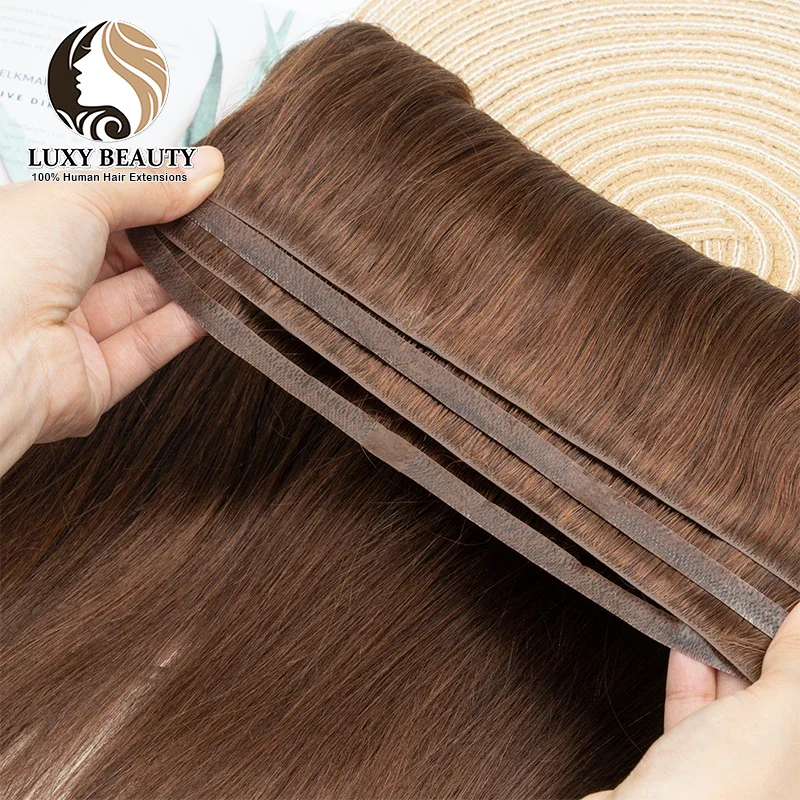 Long Tape Weft Human Hair Extensions 12"-22" Invisible Inject PU Skin ...