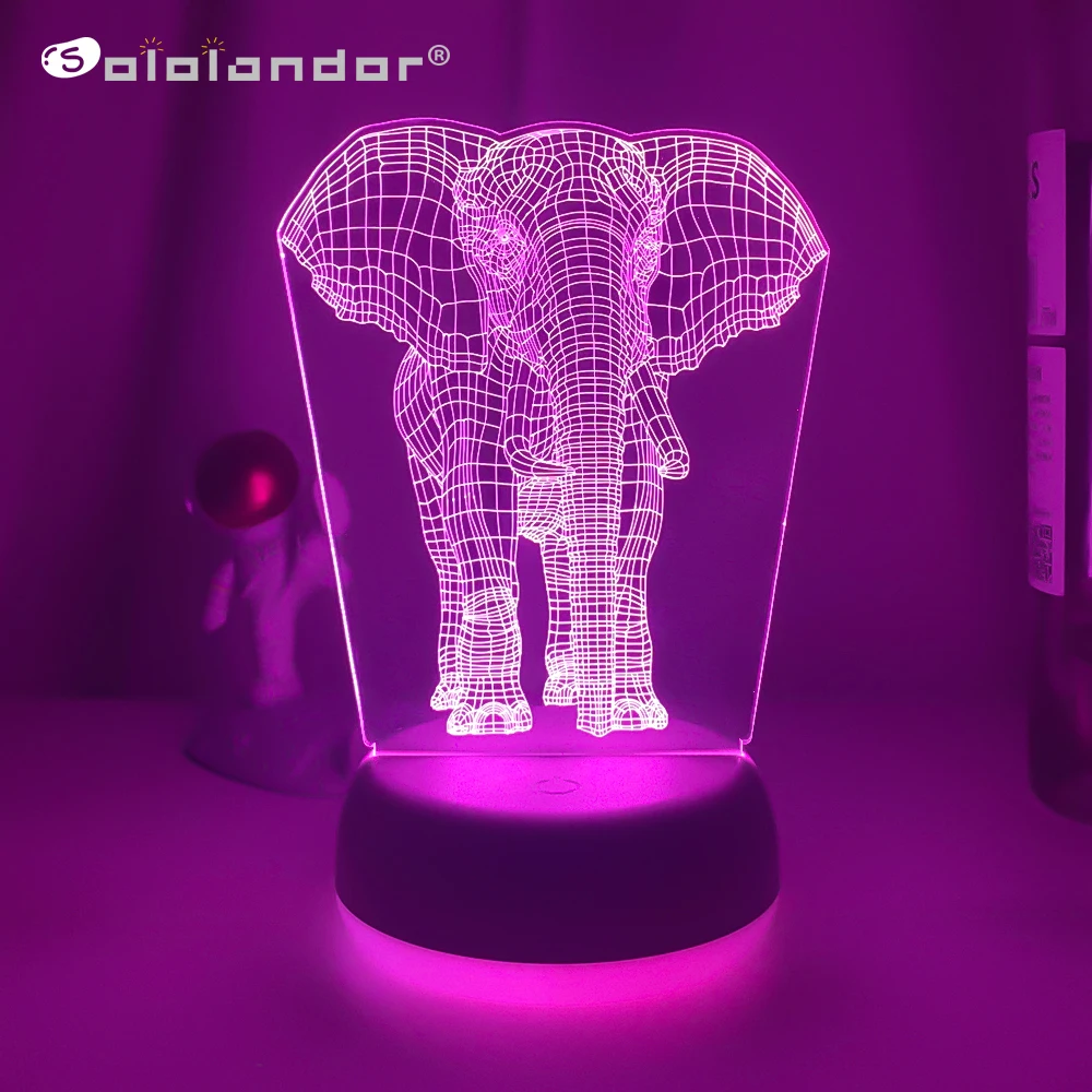 3D-Elephant-LED-Night-Light-Animal-Remote-Control-Table-Lamp-RGB-Desk ...