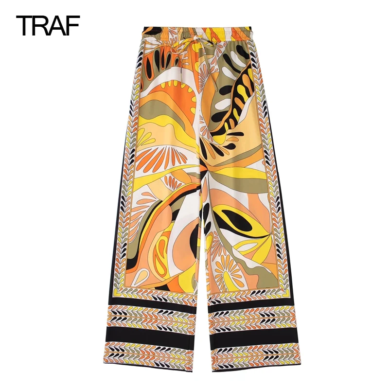 TRAF-2023-Woman-Print-Pants-Cheap-Baggy-High-waist-Pants-Women-s-Pants ...