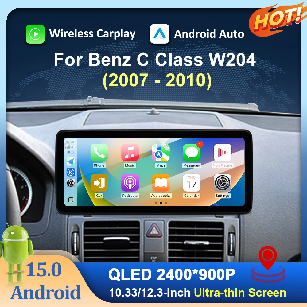 Android 15.0 For Mercedes Benz C Class W204 2007 - 2010 GPS Wireless ...
