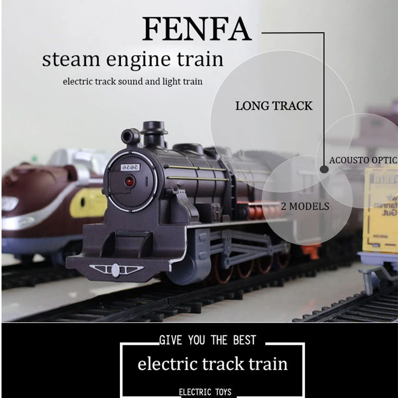 Electric Train Toy Set Whistle Car Railway Tracks Steam Locomotive ...