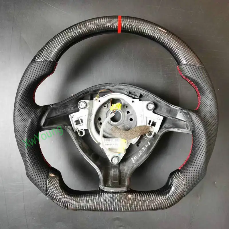 100-Real-Carbon-Fiber-Steering-Wheel-With-Leather-Alcantara-For-VW ...