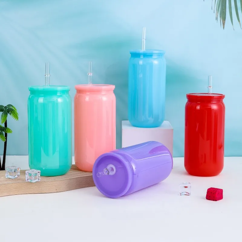 Transparent Straw Colored Plastic Cup Eco-Friendly Straw Cup Portable ...