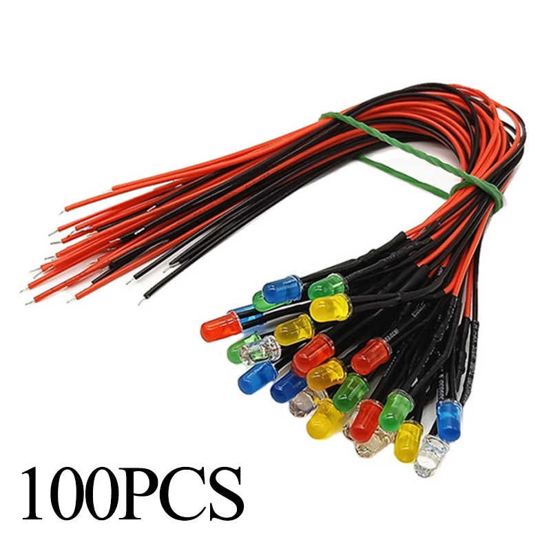 사전 배선 유선 LED 다이오드 Dc 3v 6v 12v 24v 100 v 사전 와이어 Led 조명, 3mm 5mm Led 레드 ...
