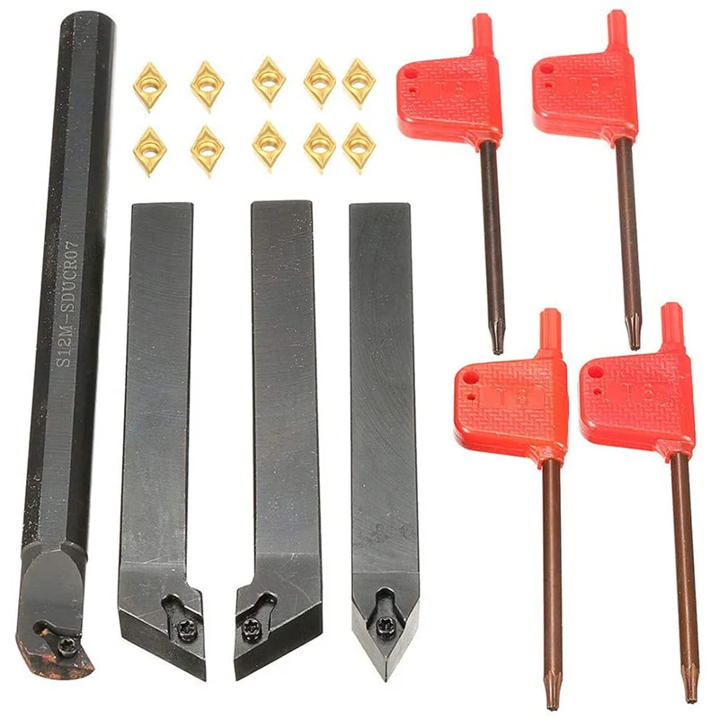 10Pcs-Carbide-Insert-Blades-4Pcs-Lathe-Turning-Tool-Holder-Set-4Pcs ...